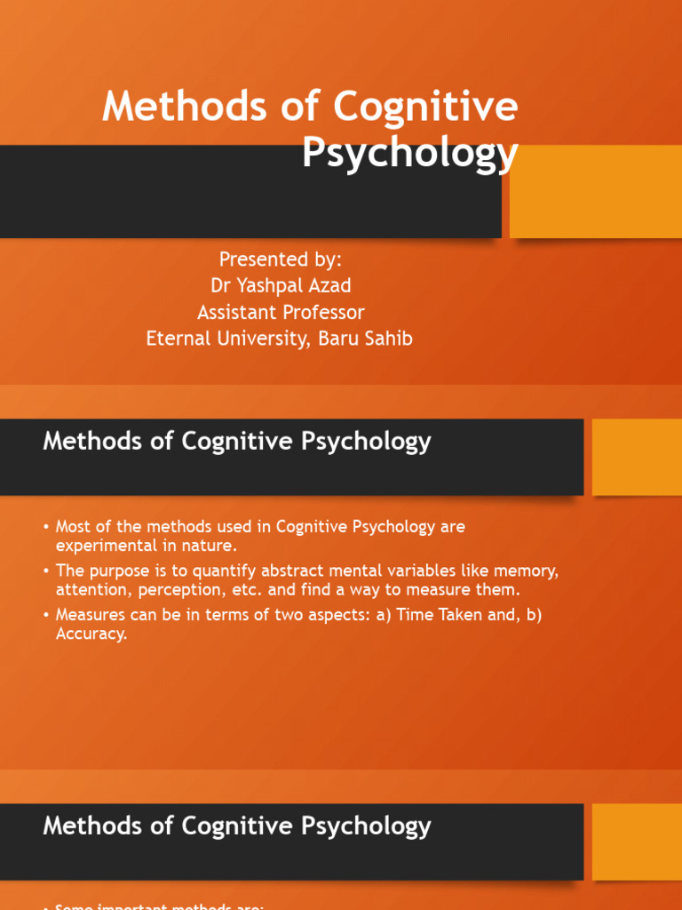 Unit-I Lesson 3 Assumptions and Methods of Cognitive Psychology ...
