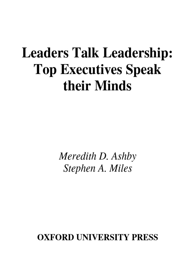 Leaders Talk Leadership | PDF | Entrepreneurship | Mergers And Acquisitions