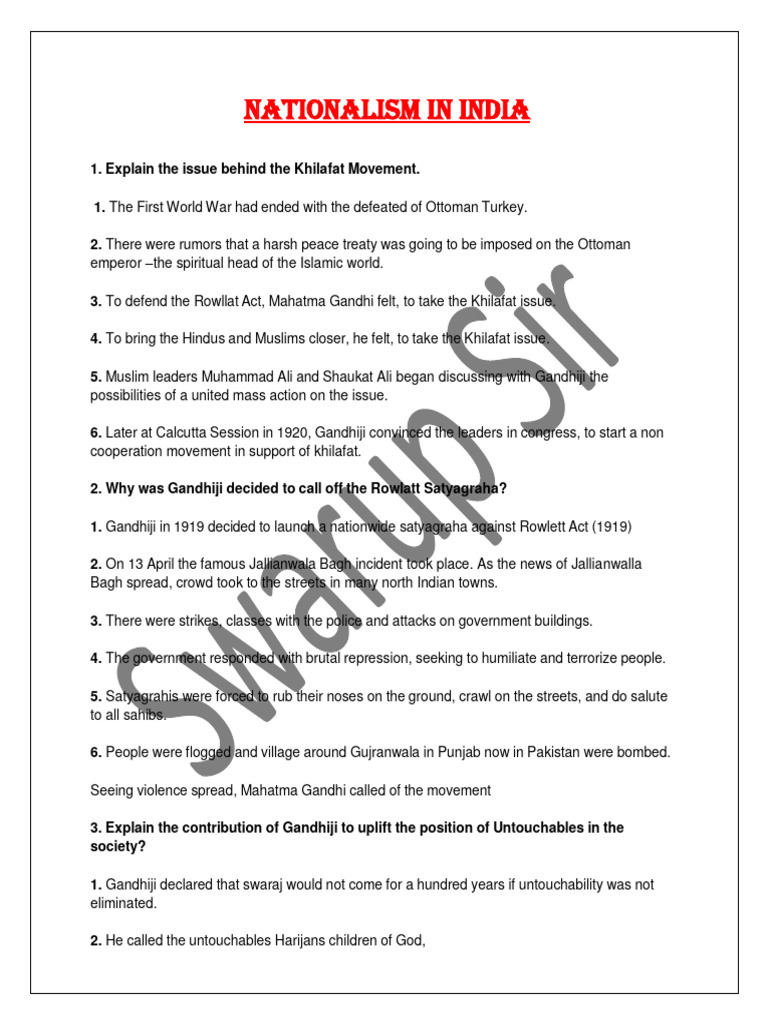 Nationalism in India | PDF | Mahatma Gandhi | Dalit