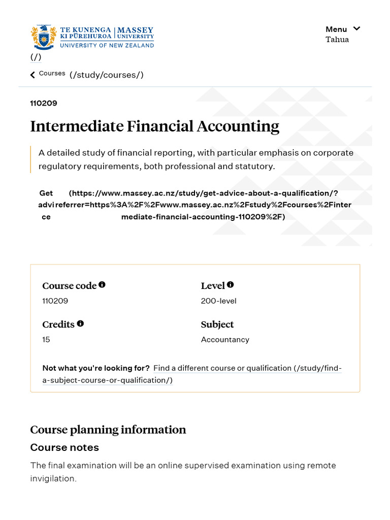 Intermediate Financial Accounting - Massey University | PDF | Textbook ...