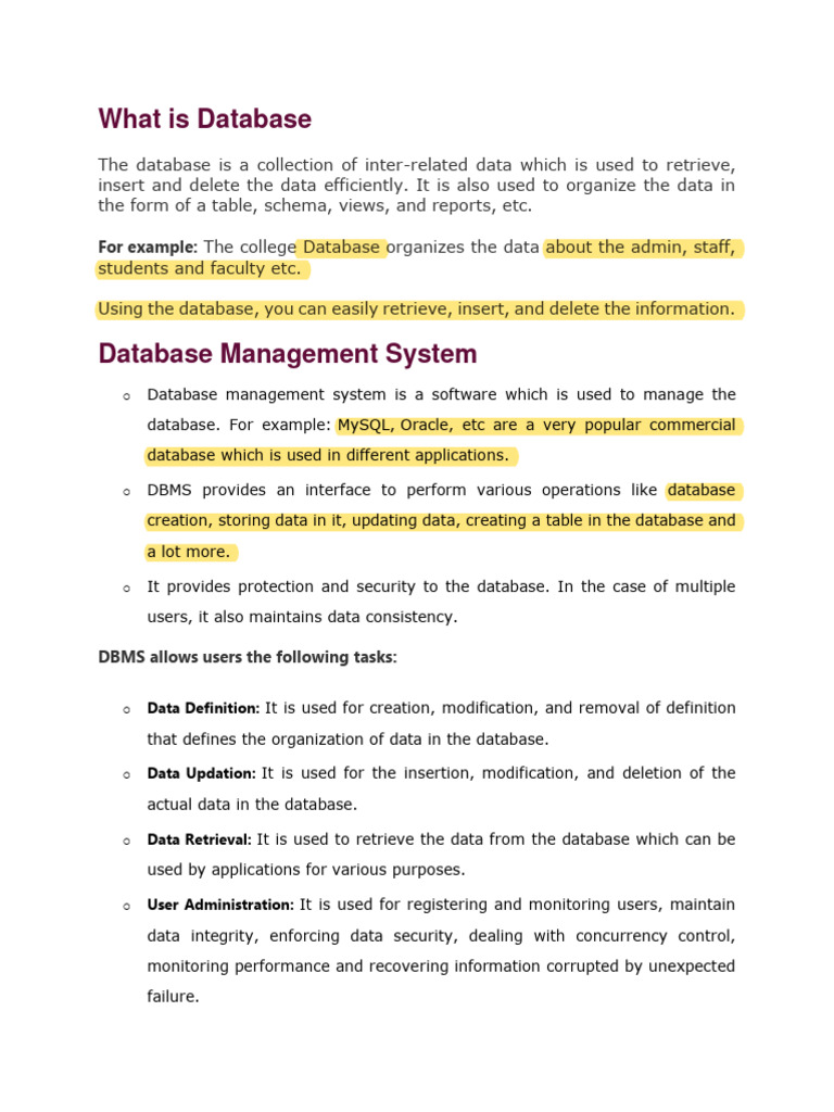 Basics of DBMS | PDF | Databases | Backup Basics of DBMS | PDF | Databases | Backup