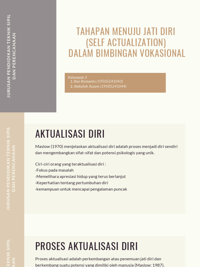 Tahapan Menuju Jati Diri (Self Actualization) Dalam Bimbingan Vokasional | PDF