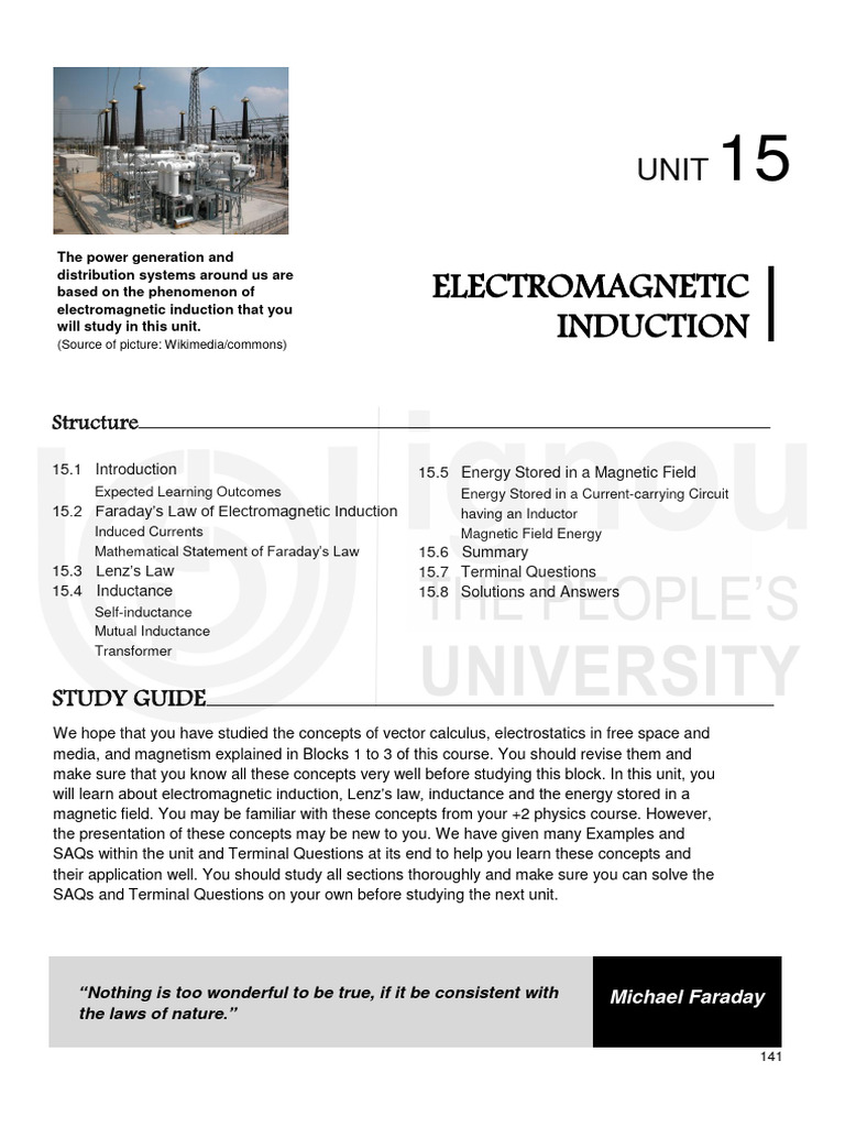 Unit 15 | PDF | Electromagnetic Induction | Inductance