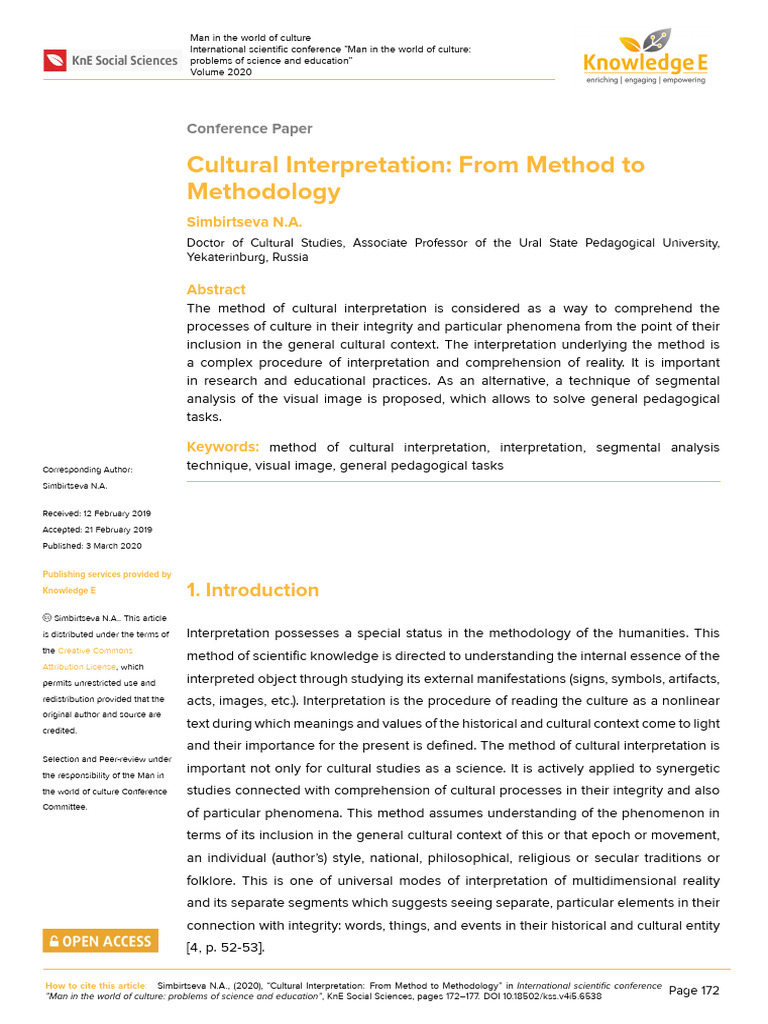 Cultural Interpretation: From Method To Methodology | PDF | Methodology ...
