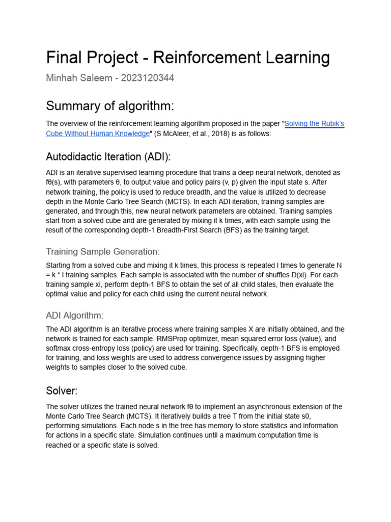 Final Project - Reinforcement Learning | Download Free PDF | Artificial Neural Network | Applied ...