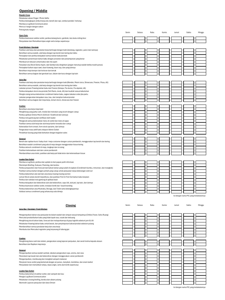 Contoh To Do List Harian Cutlet | PDF