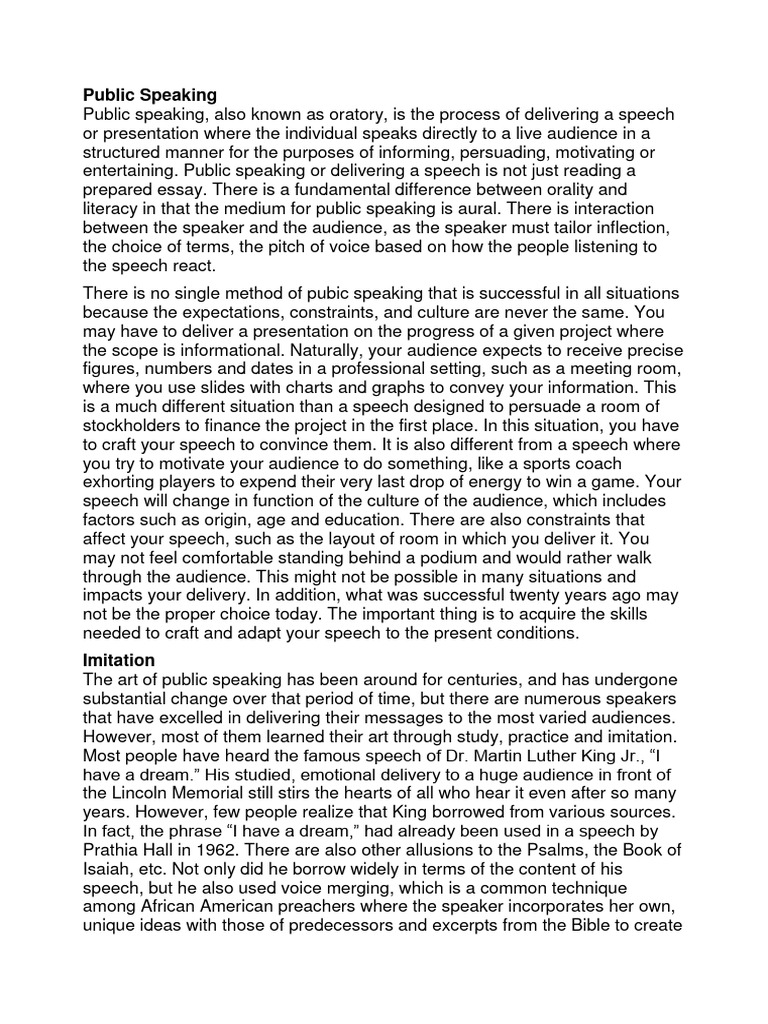 Public Speaking | PDF | Rhetoric | Public Speaking