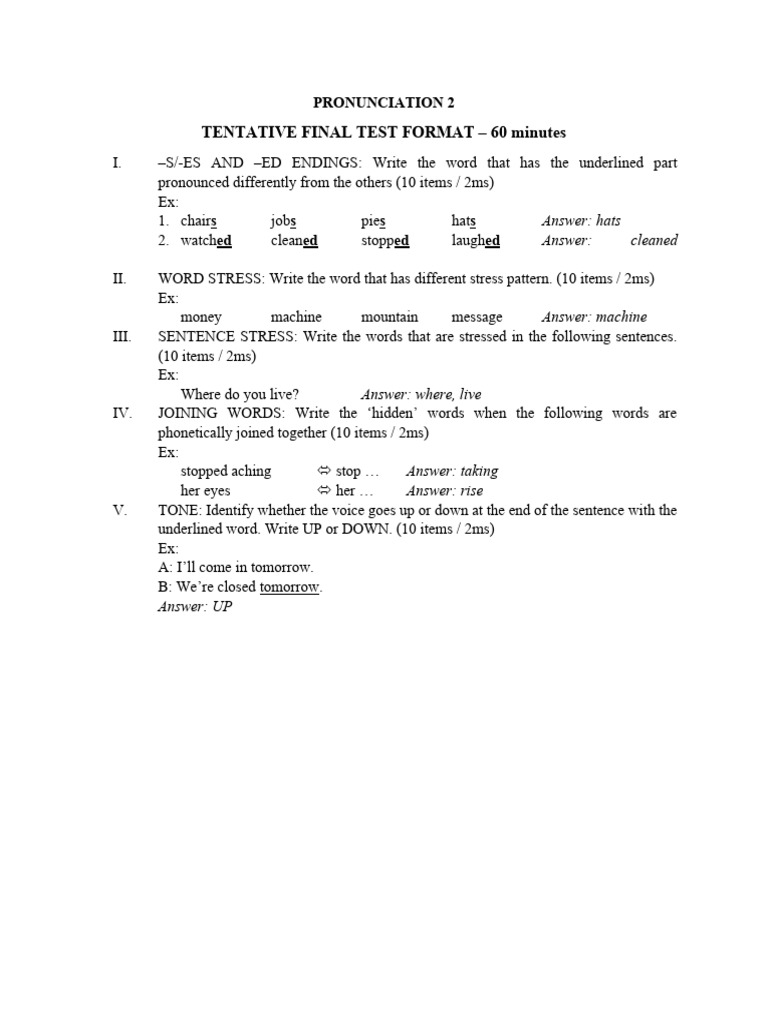 Pronunciation Test Format Guide | PDF