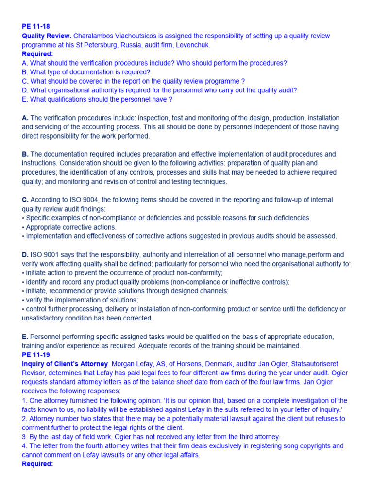 Lecture 8 - Tutorial | PDF | Auditor's Report | Audit