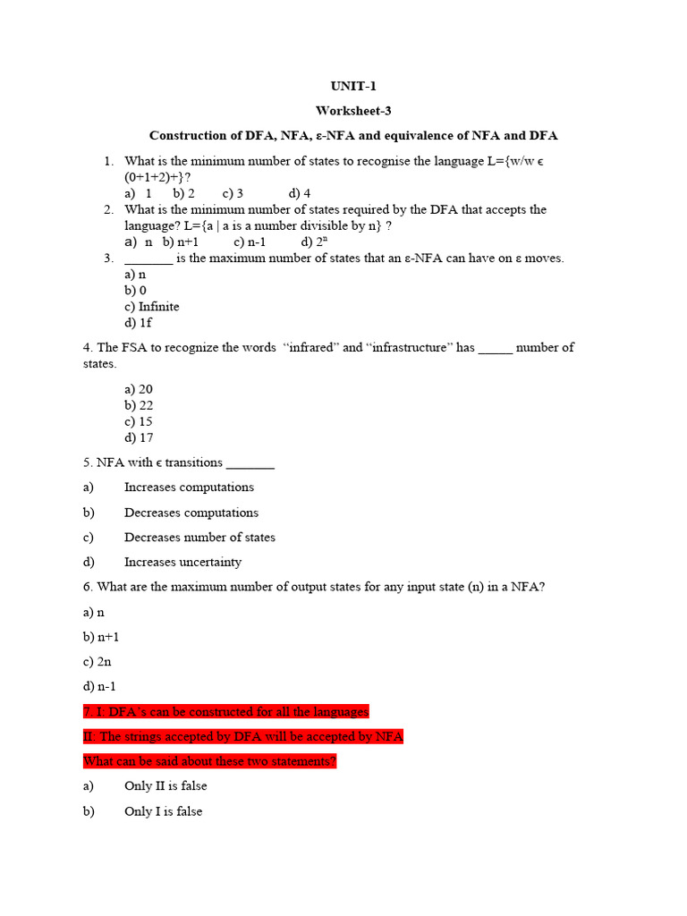 Worksheet-3 | PDF | Theoretical Computer Science | Theory Of Computation