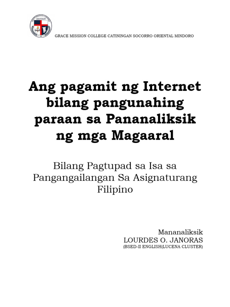 Lourdes Janoras Pananaliksik | PDF