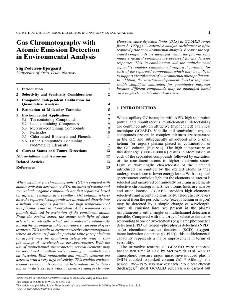 Gas Chromatography With Atomic Emission Detection in Environmental ...