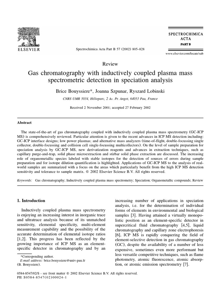Gas Chromatography With Inductively Coupled Plasma Mass Spectrometric Detection in Speciation ...