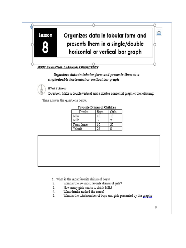 Math 4 Activity Lesson 8 | PDF