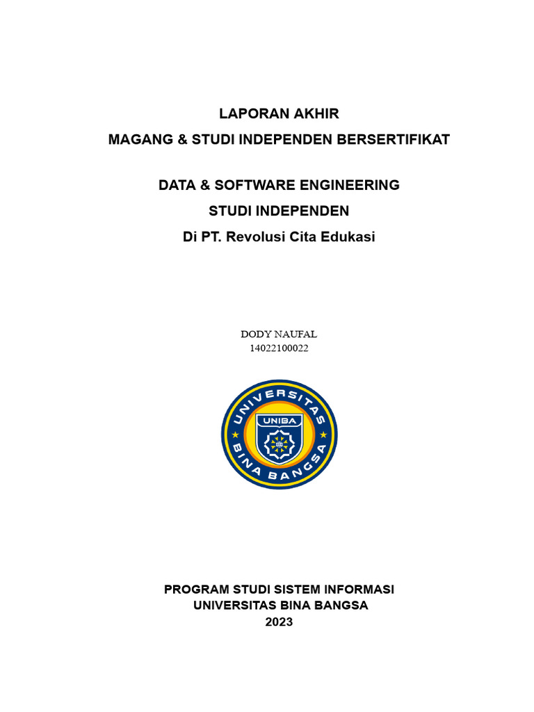 Laporan Akhir - Studi Independen Bersertifikat - Dody Naufal - 14022100033 - Data & Software ...