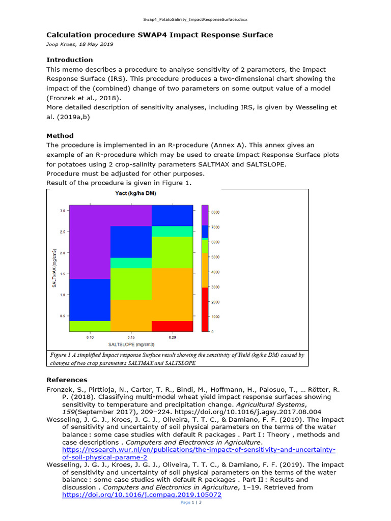 Calculation Procedure SWAP4 Impact Response Surface | PDF | Parameter (Computer Programming)