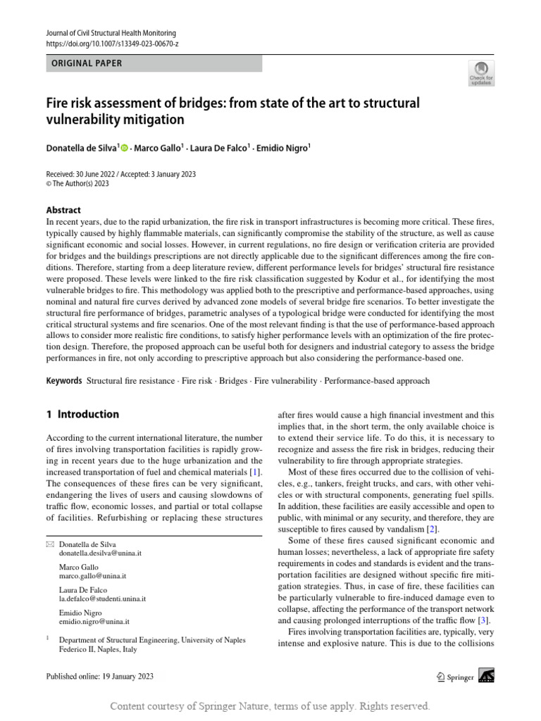 Fire Risk Assessment of Bridges From State of The | PDF | Fires | Risk