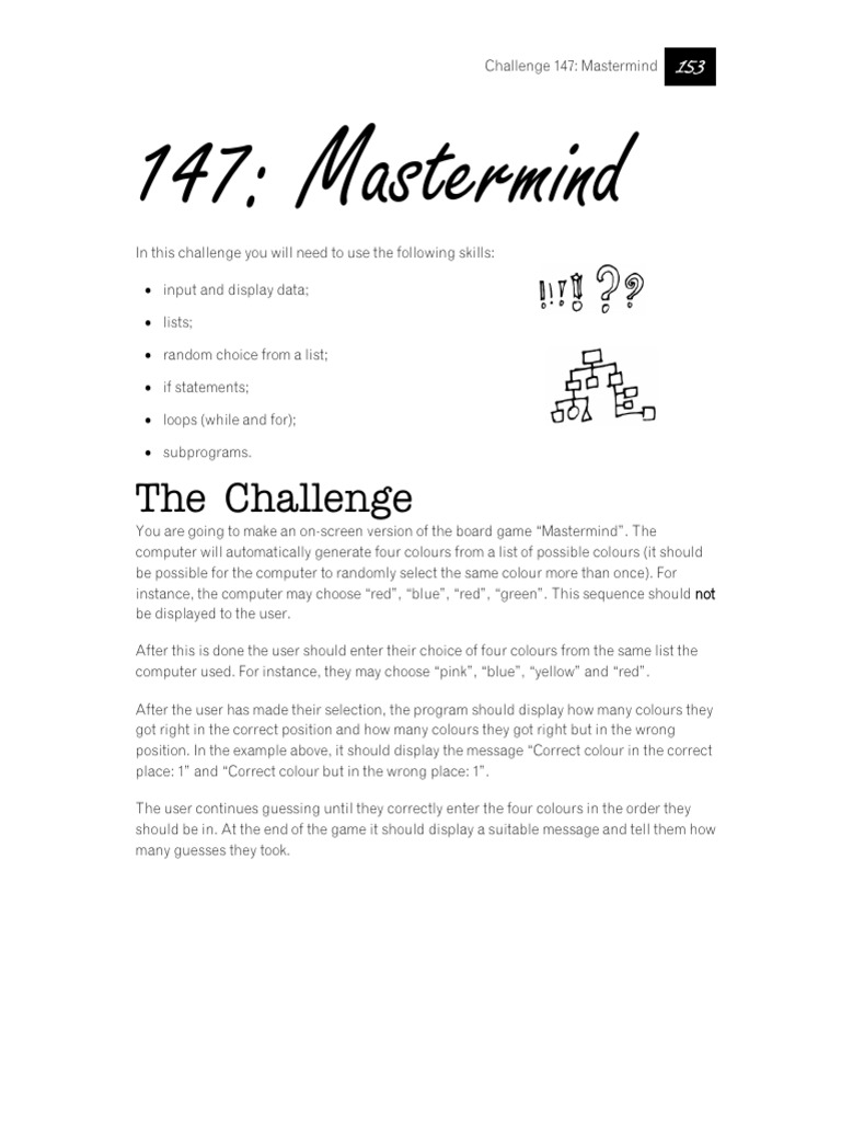 Challenge 147 Mastermind | PDF | Computer Engineering | Software Engineering