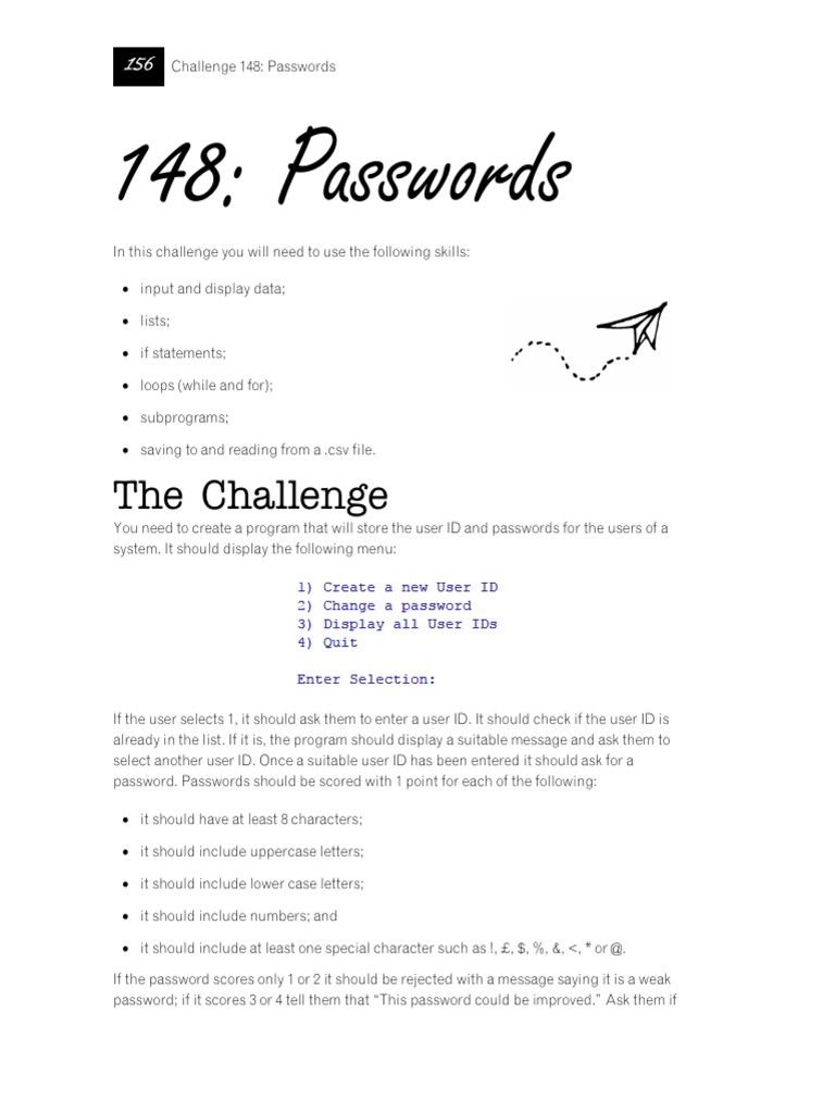 Password Management Program Challenge | PDF | Password | Computing
