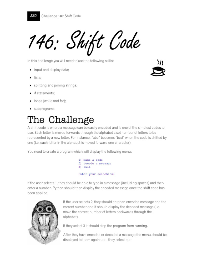 Shift Code Challenge in Python | PDF | Code | Binary Coded Decimal