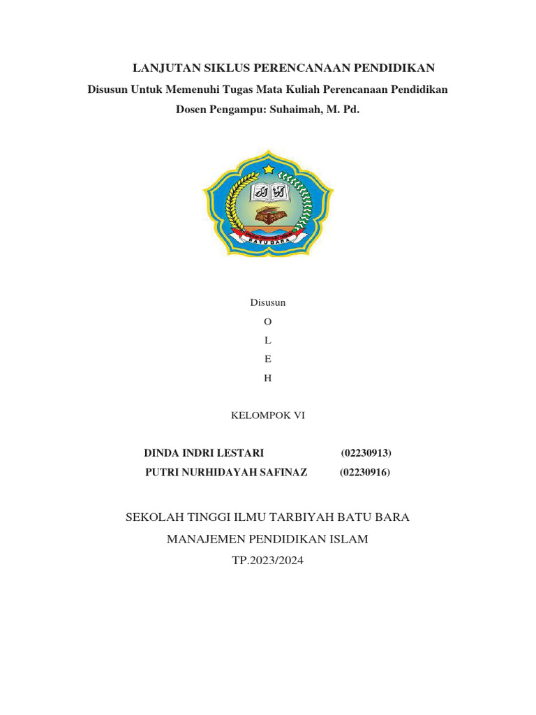 Lanjutan Siklus Perencanaan Pendidikan | PDF
