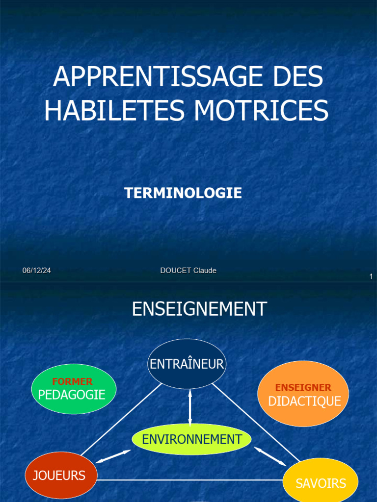 Apprentissage Des Habiletes Motrices | PDF | Apprentissage | Pédagogie