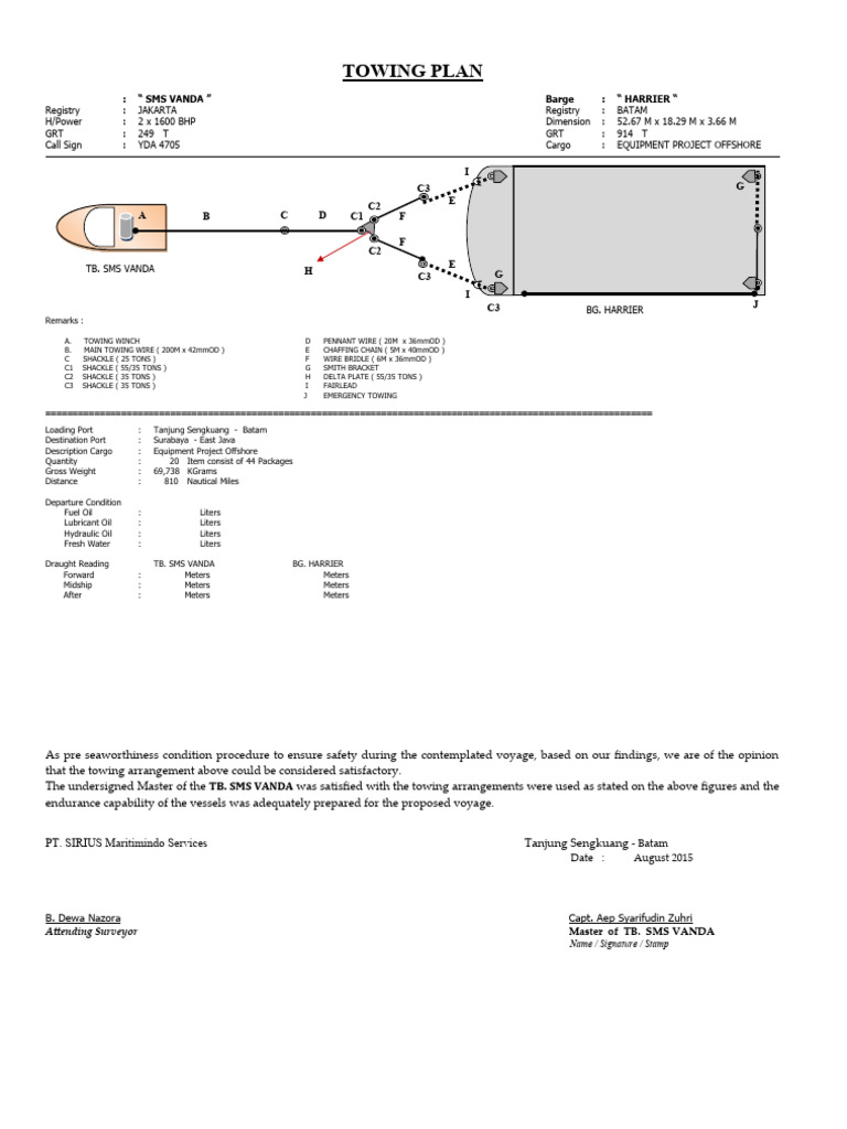 Towing Plan | PDF | Watercraft | Ships