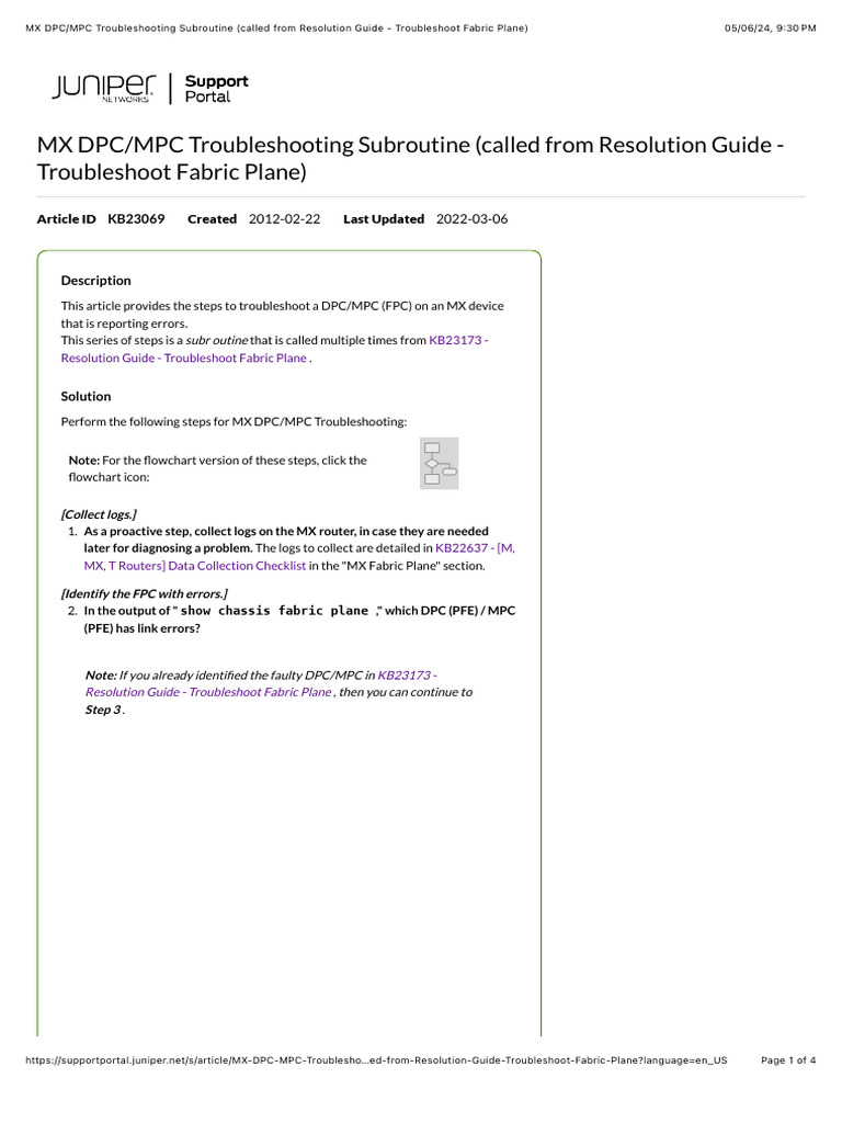 MX DPC:MPC Troubleshooting Subroutine (Called From Resolution Guide ...