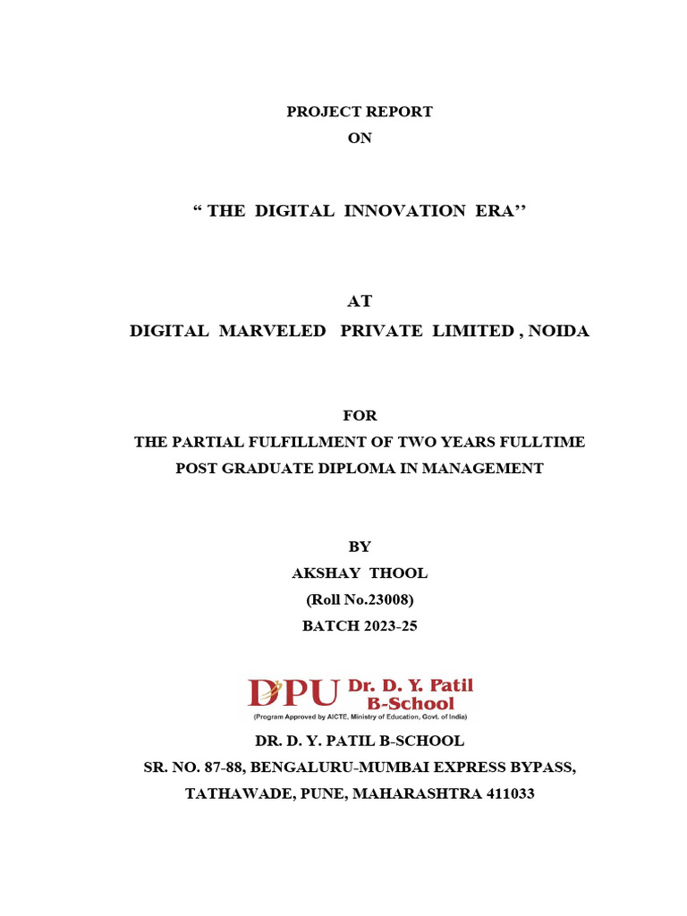 Format of SIP Report Batch 2023-25 | Download Free PDF | Digital ...
