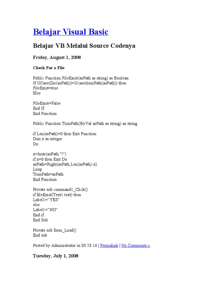 Belajar Visual Basic | PDF | Computers