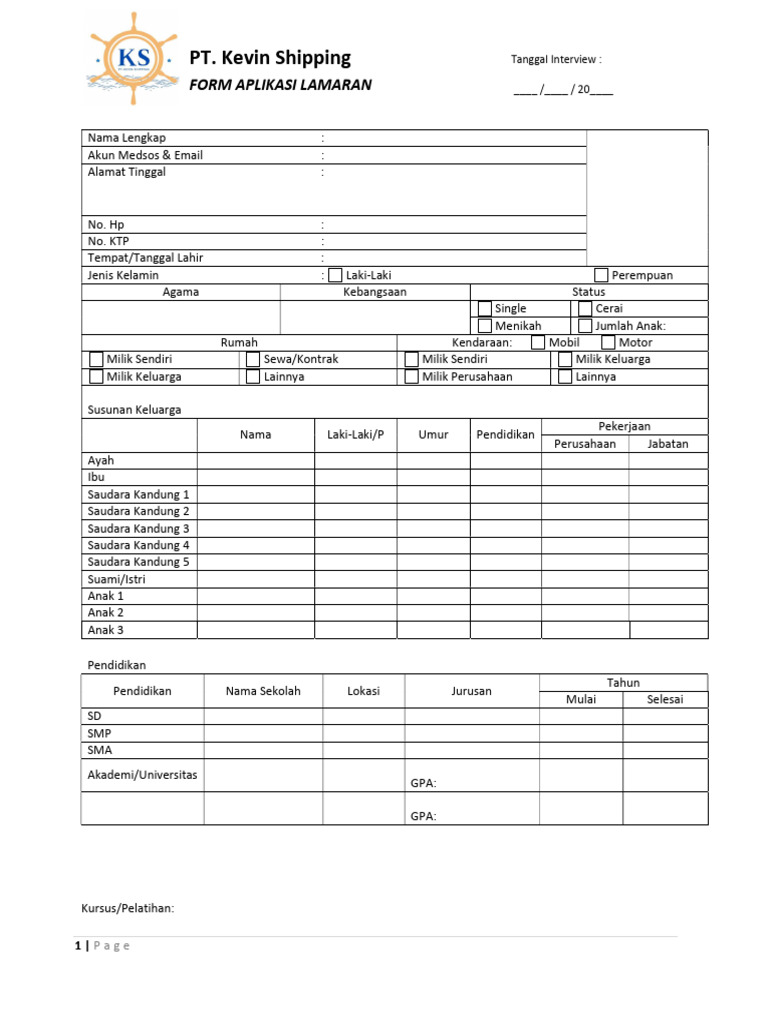 Aplication Letter PT. Kevin Shipping | PDF