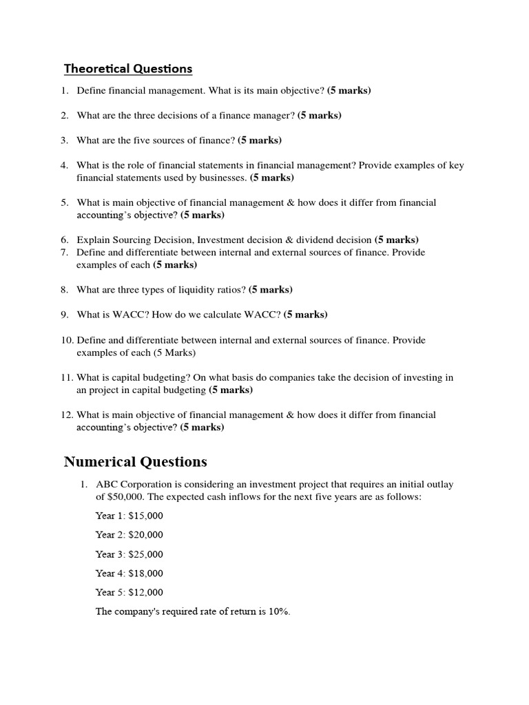 FM Question Bank | PDF | Net Present Value | Cost Of Capital