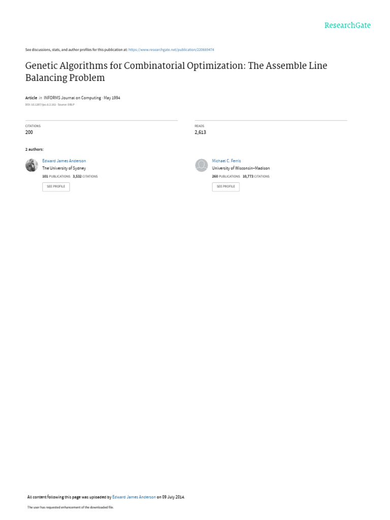 Genetic Algorithms For Combinatorial Optimization | PDF | Genetic Algorithm | Mathematical ...