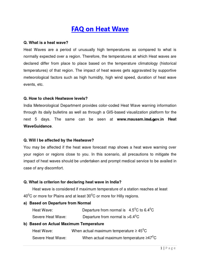 FAQ Heat Wave | PDF | Hyperthermia | Heat Wave