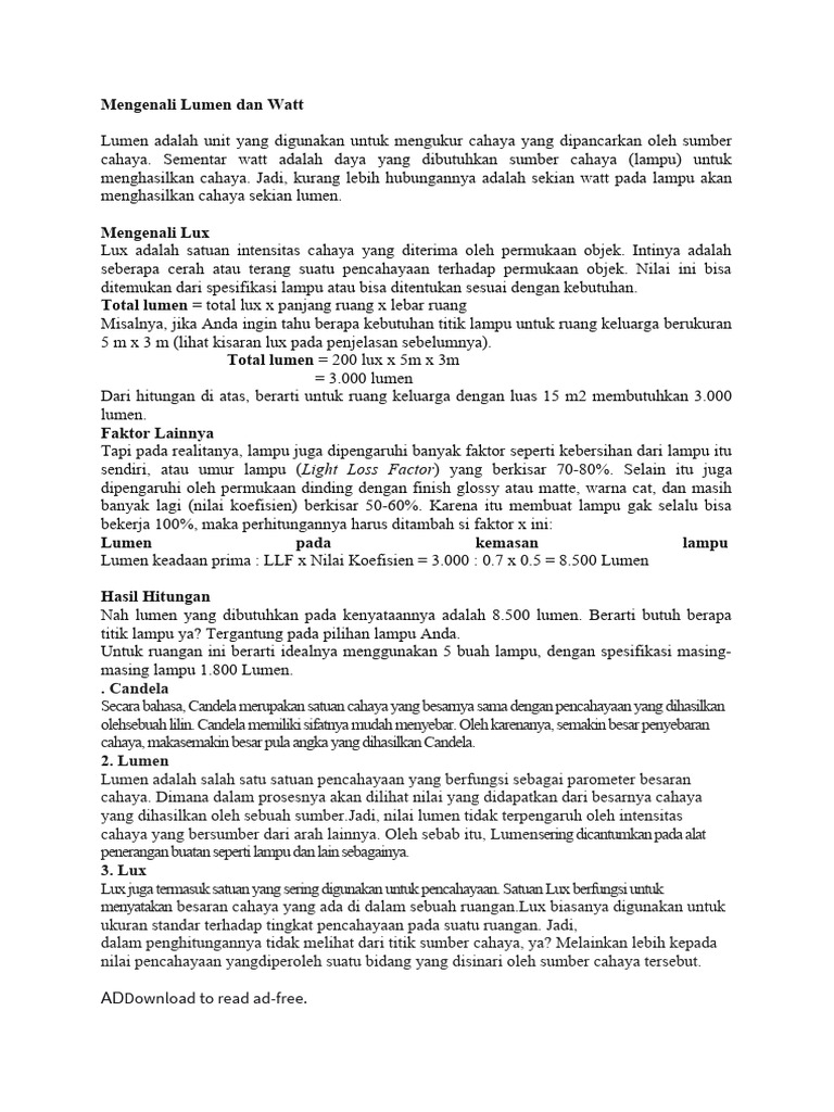Mengenali Lumen dan Watt | PDF