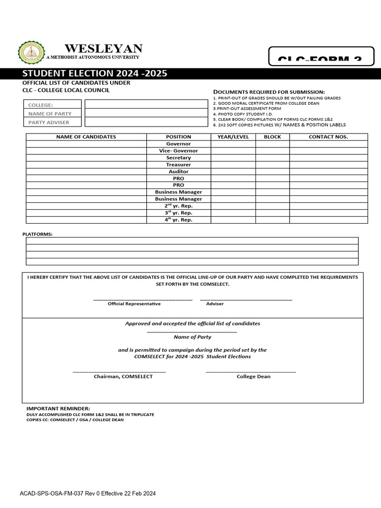 SSC-CLC-COC-FORMS-1 | PDF | Government