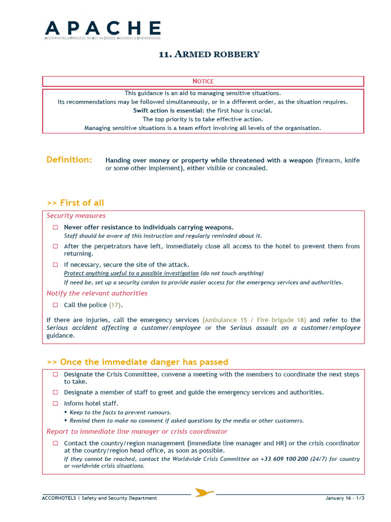 Armed Robbery Response Guidelines | PDF | Emergency | Crisis Management