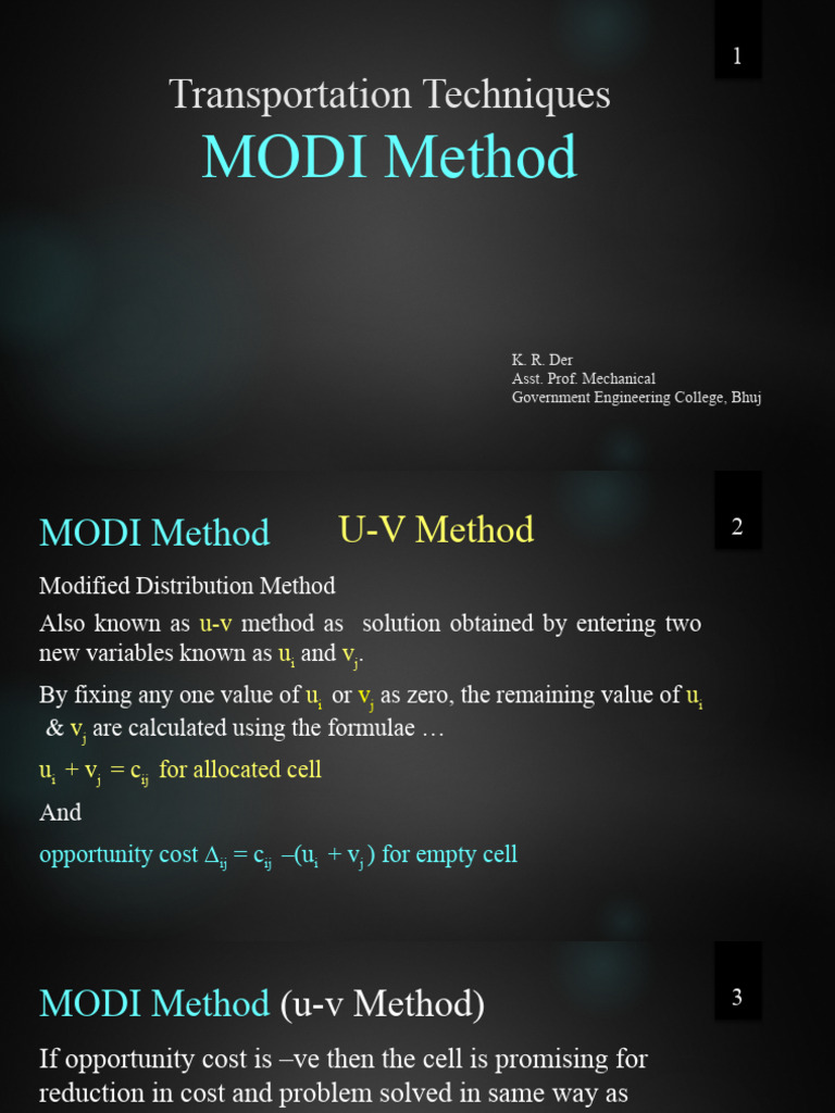 Modified Distribution Method | Download Free PDF | Applied Mathematics | Algorithms
