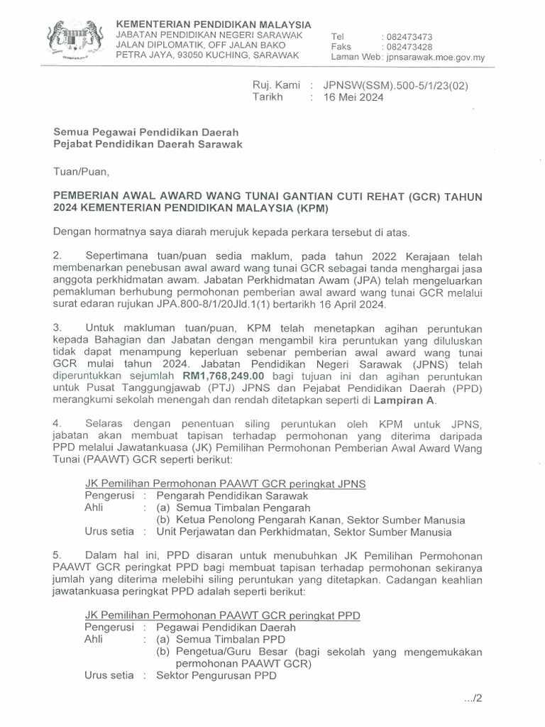 Surat Hebahan PAAWT GCR 2024 | PDF