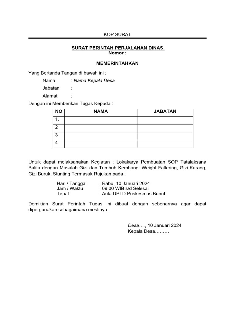 Contoh SPT Desa | PDF
