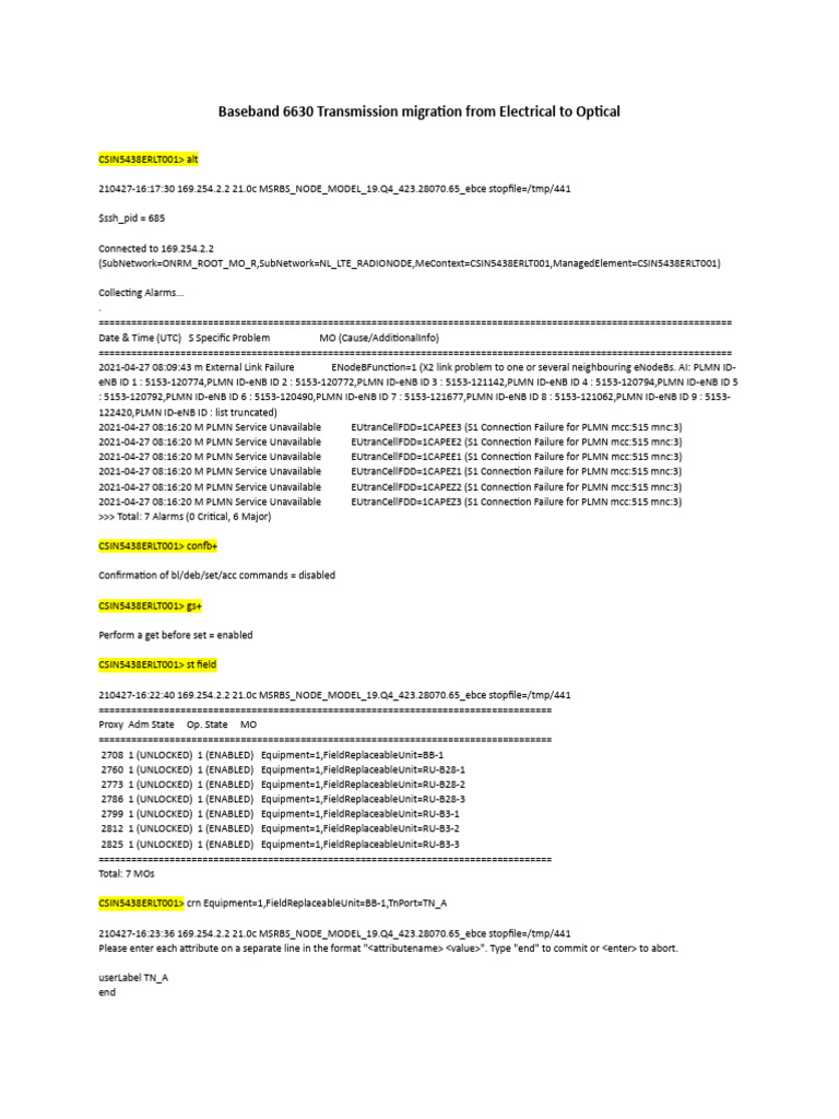 Baseband 6630 Transmission Migration From Electrical To Optical | PDF ...