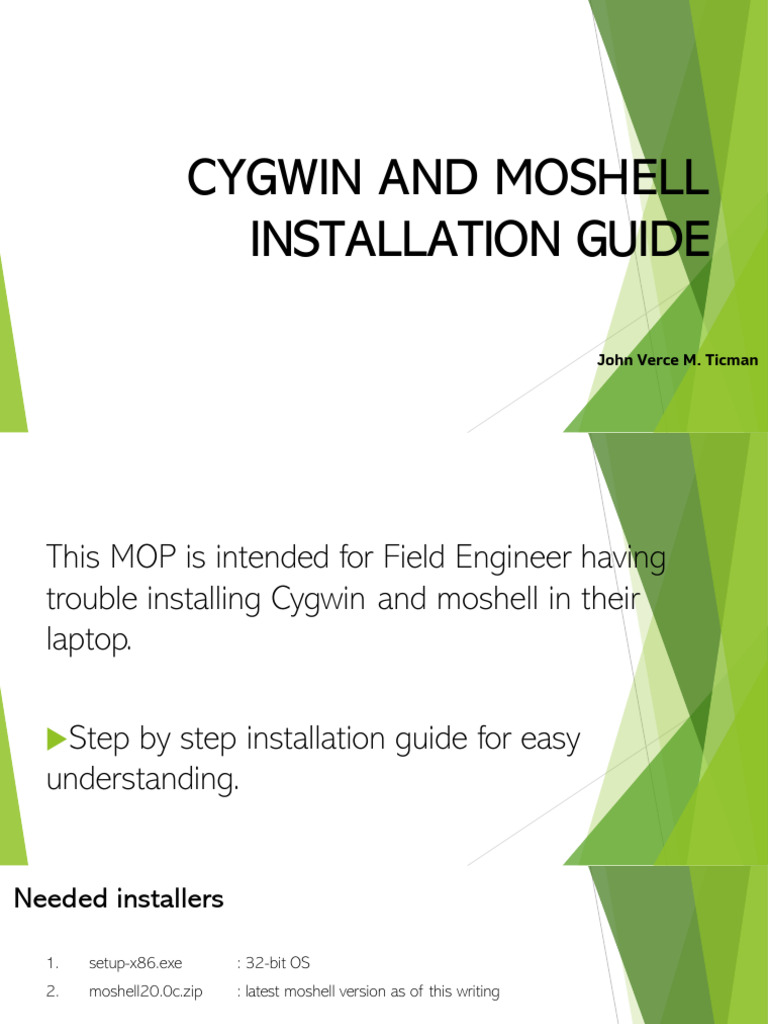 Cygwin And Moshell Installation Guide Pdf Zip File Format Command Line Interface