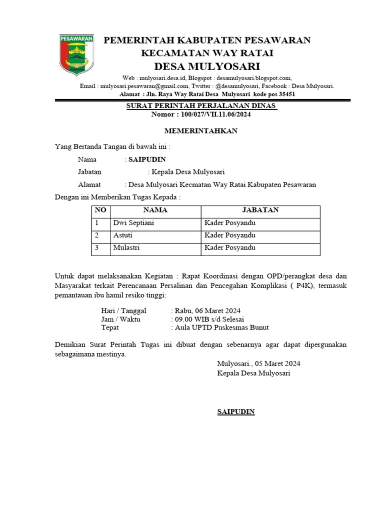 Contoh SPT Desa | PDF