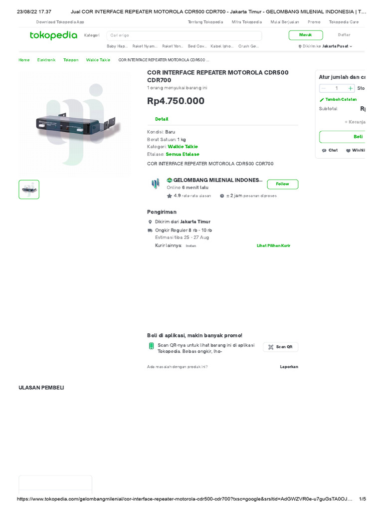 Jual COR INTERFACE REPEATER MOTOROLA CDR500 CDR700 - Jakarta Timur ...