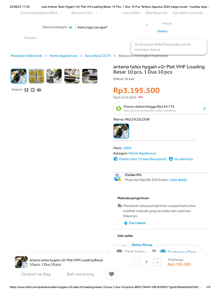 Jual Antena Telex Hygain V2r Plat VHF Loading Besar 10 Pcs. 1 Dus 10 Pcs Terbaru Agustus 2022 ...