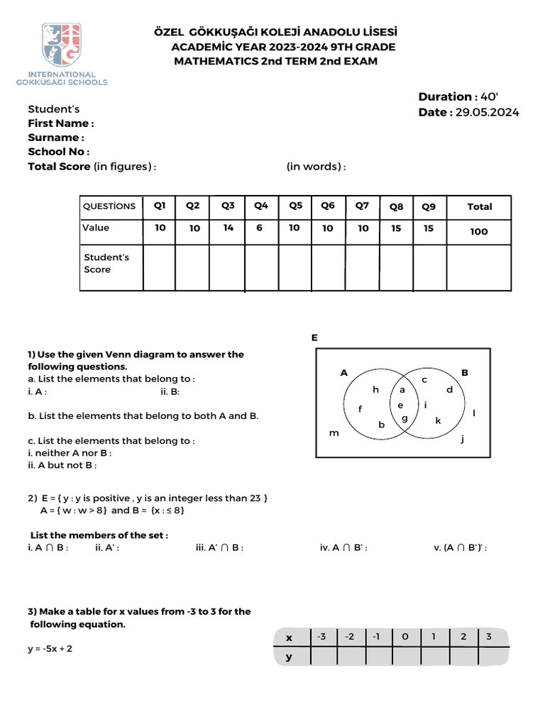 9 Grade 2nd Term 2nd Exam | PDF | Mathematics | Mathematical Objects