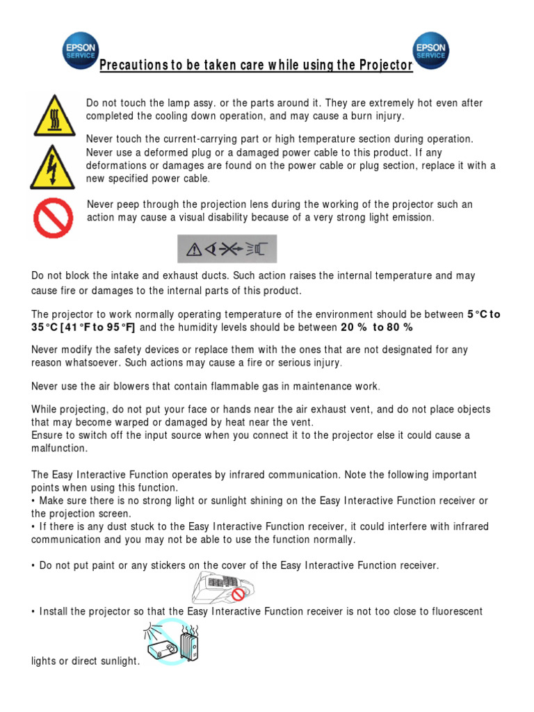 Projector Safety Precautions Guide | PDF | Optical Filter | Infrared