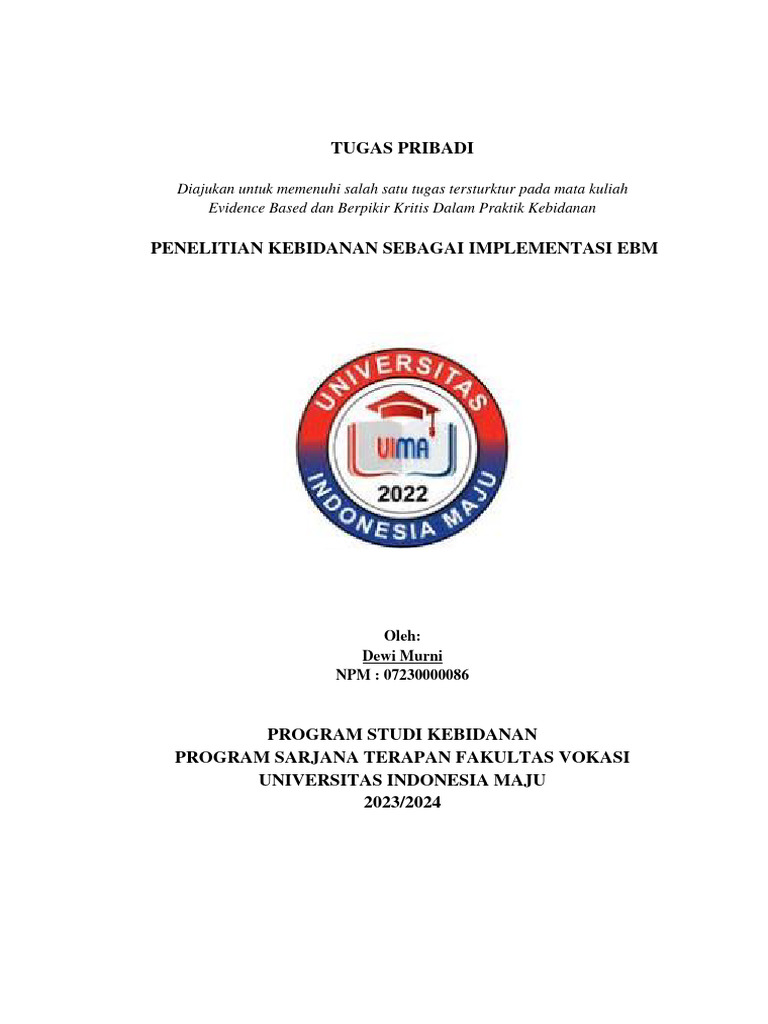 Tugas Pribadi Dewi Murni MK Evidence Based Dan Berpikir Kritis Dalam ...