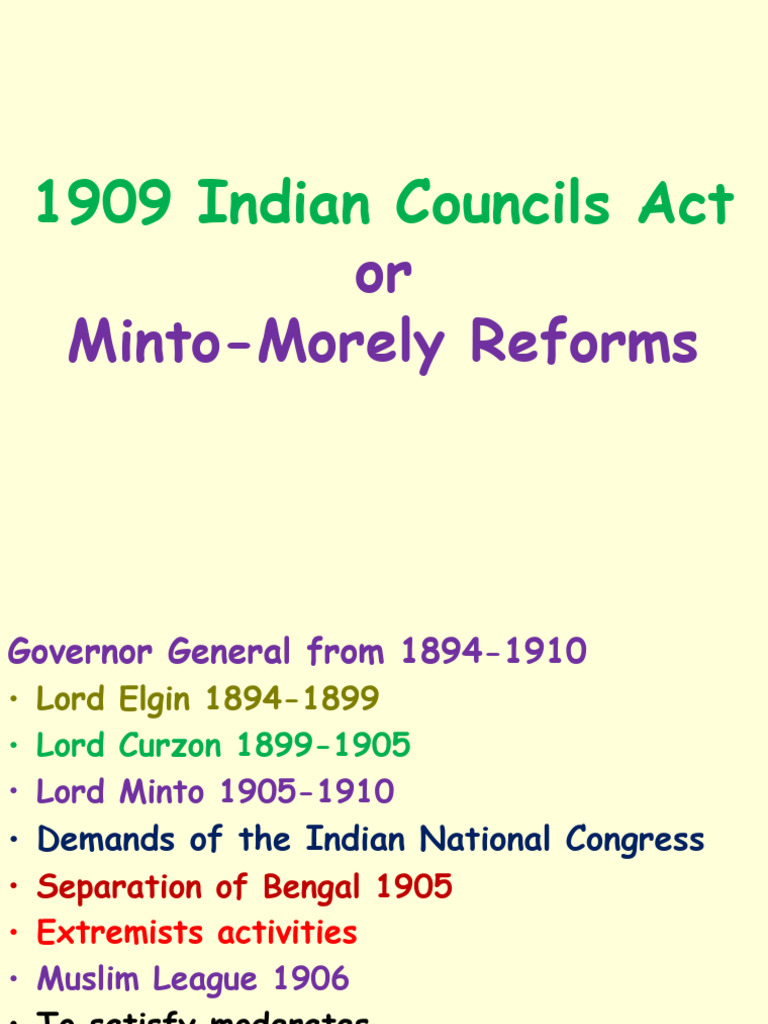 1909 Indian Councils Act | Download Free PDF | Legislature | Government
