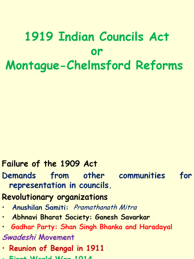 1919 Indian Councils Act | Download Free PDF | British Raj | Government